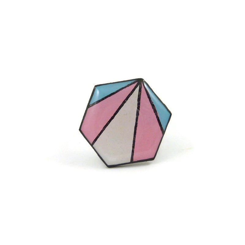 Transgender flag hexagon ring