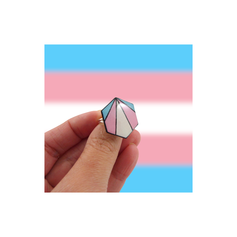 Transgender flag hexagon ring